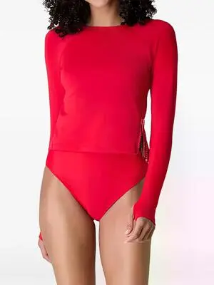 WATSKIN Sasha Side-zip Long-sleeve T-shirt - Red