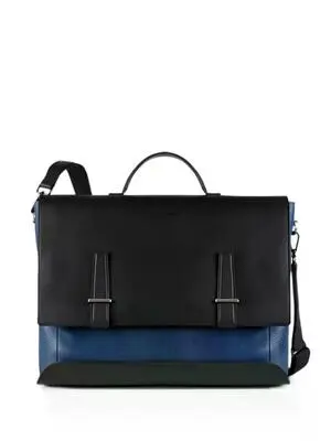 PIQUADRO Leather Flap-top Briefcase - Black