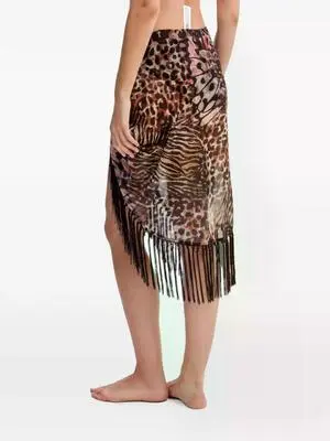 Guess Animal-print Fringed Pareo