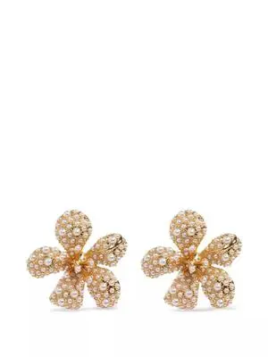 SELF-PORTRAIT Tone Faux Pearl Floral Motif Earrings - Gold