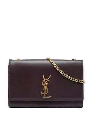 Saint Laurent 2016 Medium Grain De Poudre Monogram Kate Crossbody Bag - Red