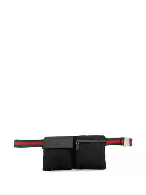 Gucci 2000-2015 Gg Canvas Web Double Pocket Belt Bag - Black