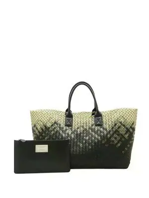 Bottega Veneta 2012-2026 Large Lambskin Gradient Intreccio Cabat Tote Bag - Black