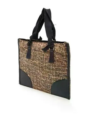 Prada 2000-2013 Vitello Trimmed Tweed Flat Handbag
