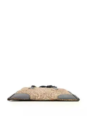 Prada 2000-2013 Vitello Trimmed Tweed Flat Handbag