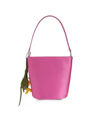 SELF-PORTRAIT Satin Floral-charm Bucket Bag