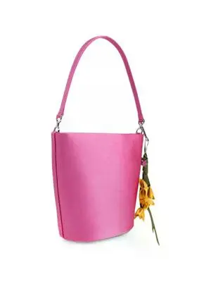 SELF-PORTRAIT Satin Floral-charm Bucket Bag