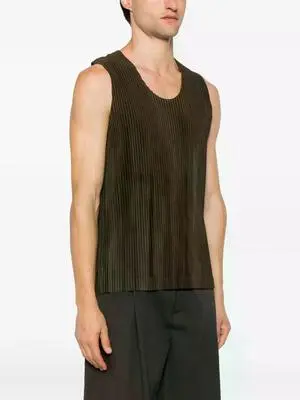Issey Miyake Brown Plissé Effect Tank Top
