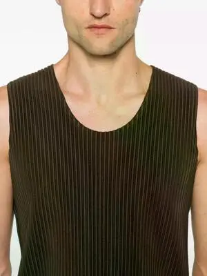 Issey Miyake Brown Plissé Effect Tank Top
