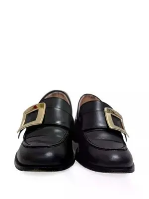 ROGER VIVIER Roger Vivier Vintage Black Leather Buckle Detail Loafers
