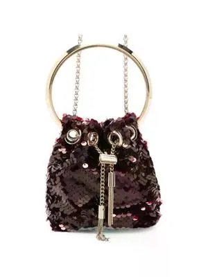 JIMMY CHOO Mini Bon Bon Sequin-embellished Bucket Bag