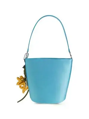 SELF-PORTRAIT Floral-keychain Satin Bucket Bag
