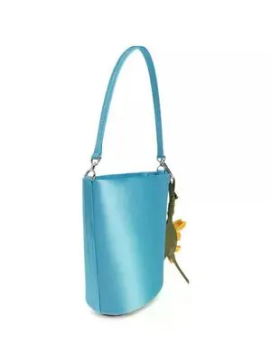 SELF-PORTRAIT Floral-keychain Satin Bucket Bag