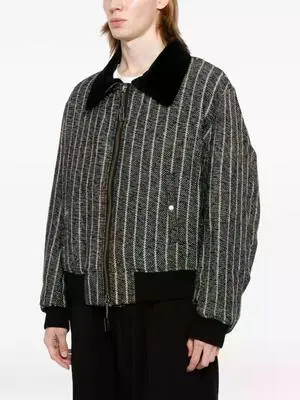 Yohji Yamamoto Three Blend Stripe-pattern Flight Jacket