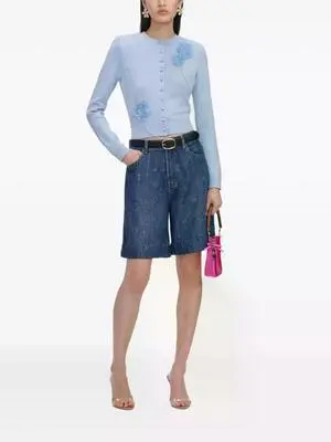 SELF-PORTRAIT Sequin Embellished Knee-length Shorts - Blue
