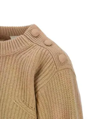 Chloé Lace-trimmed Ribbed Knit Sweater - Neutrals