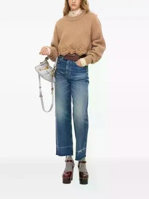 Chloé Lace-trimmed Ribbed Knit Sweater - Neutrals