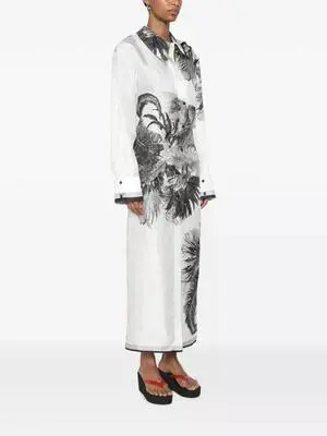 Attico Feather-print Maxi Shirt Dress