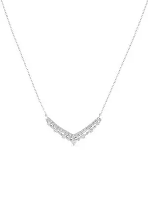 LB EXCLUSIVE 14k White Gold V-pendant Diamond Necklace - Silver