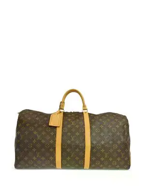 LOUIS VUITTON Monogram Keepall 55 Travel Bag - Brown