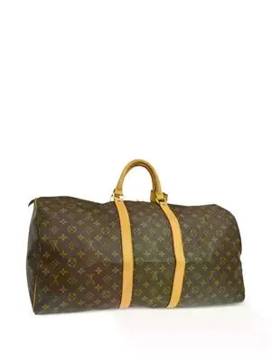 LOUIS VUITTON Monogram Keepall 55 Travel Bag - Brown