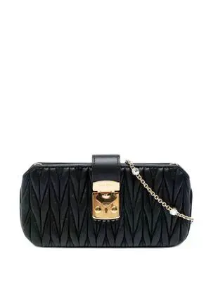 Miu Miu 2010-2026 Matelasse Nappa Crystal Clutch On Chain Shoulder Bag - Black