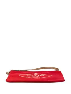 Prada 2013-2026 Canvas Canapa Logo Wristlet Pouch