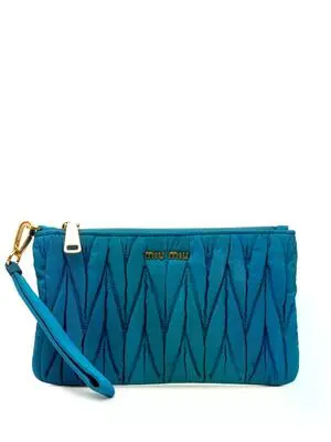 Miu Miu 2010-2026 Matelasse Nylon Clutch Bag - Blue