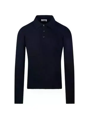 ROBERTO COLLINA Long-sleeve Polo-collar Sweater - Blue