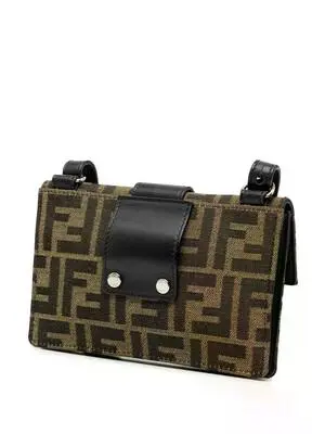 Fendi Zucca Canvas Convertible Baguette Pouch - Brown