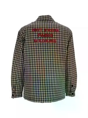 Drole De Monsieur Check Slogan-print Overshirt - Neutrals