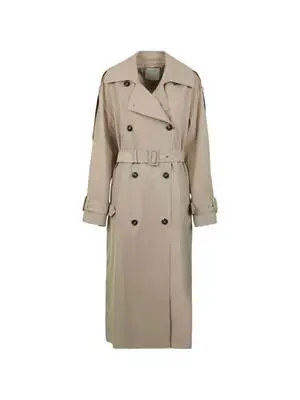 Sportmax Double-breasted Belted Trench Coat - Neutrals