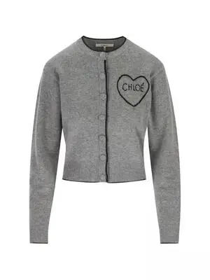 Chloé Heart-motif Button-up Cardigan - Grey