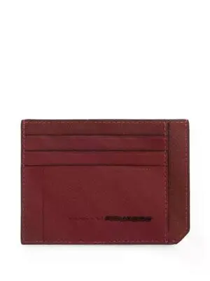 PIQUADRO Logo-plaque Leather Card Holder - Red