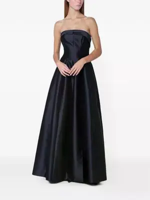 Alberta Ferretti Strapless Pleated Maxi Dress - Blue