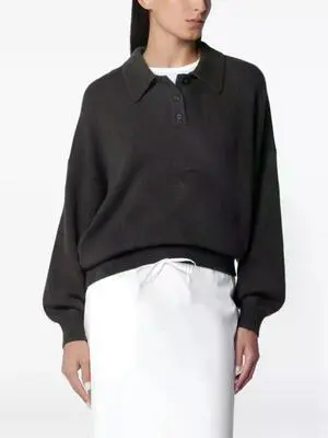 LISA YANG Etta Cashmere Long-sleeve Polo Shirt - Brown