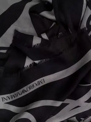 Emporio Armani Logo-print Frayed Scarf