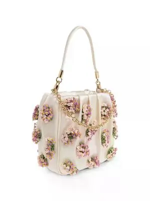 SELF-PORTRAIT Floral-appliqué Satin Tote Bag