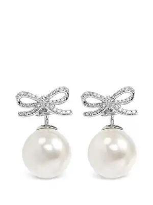 SELF-PORTRAIT Bow-detail Pearl-drop Earrings - Silver