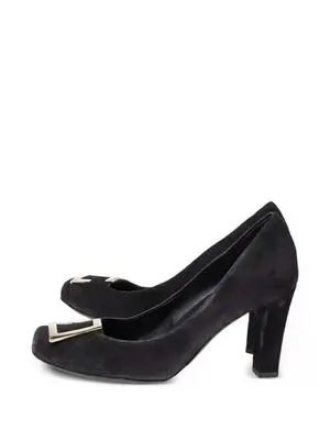 Gucci Suede Metal-trim Square-toe Block Heel Pumps