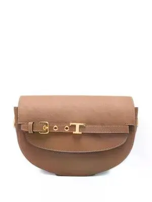 TOD'S Mini T Signature Leather Crossbody Bag - Brown