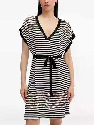 Liu Jo Striped Belted Mini Dress - White