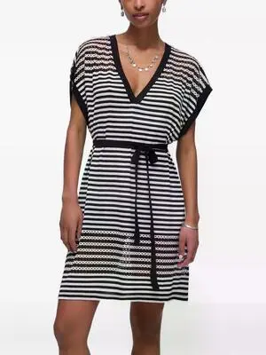 Liu Jo Striped Belted Mini Dress - White