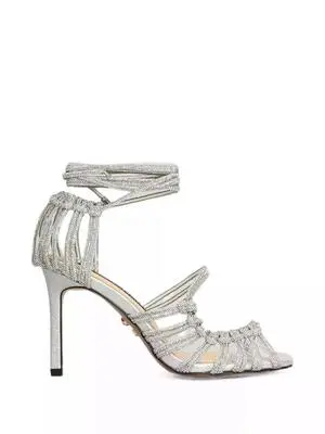 TWENTY FOURHAITCH Molí Crystal-embellished Wrap-around Sandals - Silver