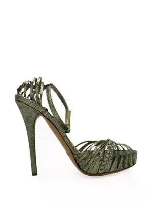 Ralph Lauren 2010s Snake-embossed Sandals - Green