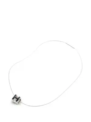Hermès Tone Cage D'h Pendant Necklace - Silver