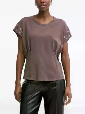 Liu Jo Eyelet-embellished Pleated T-shirt