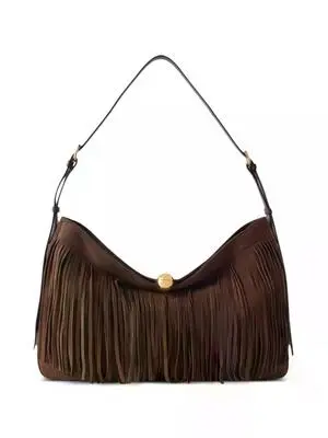 Furla Sfera Soft Shoulder Bag With Fringe Detail - Brown