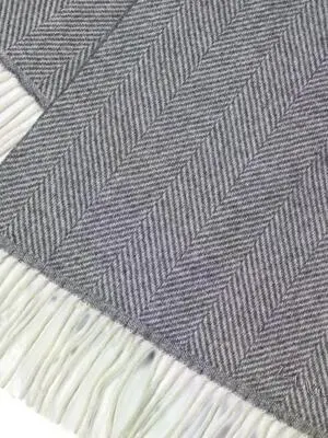 LANVIN Herringbone Fringe-trim Scarf