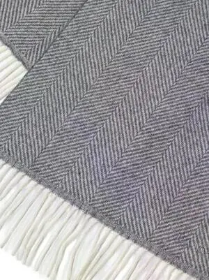 LANVIN Herringbone Fringe-trim Scarf